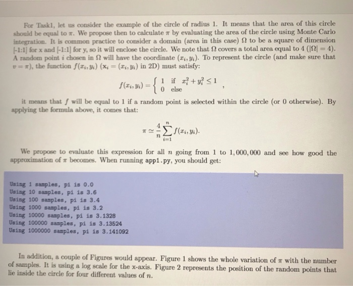 Solved Task-1-Calculating π using random numbers [40pts] In | Chegg.com