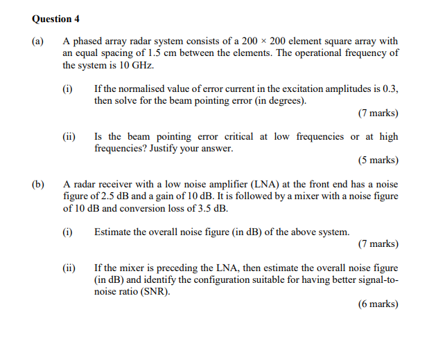 Solved Question 4 A A Phased Array Radar System Consists 6447