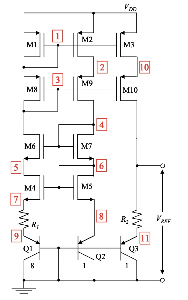 Solved Design a bandgap voltage reference (shown below) | Chegg.com