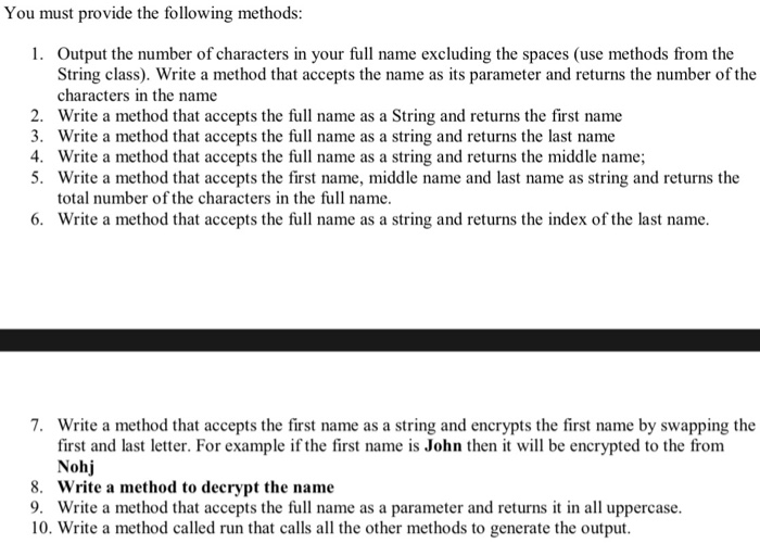 Solved You must provide the following methods: Output the | Chegg.com