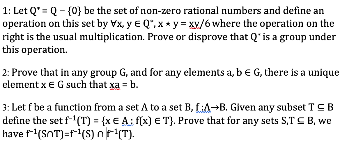 Solved 1: Let Q* = Q - {0} be the set of non-zero rational | Chegg.com