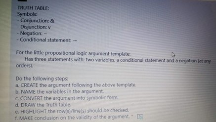Solved TRUTH TABLE: Symbols: - Conjunction: & - Disjunction: | Chegg.com