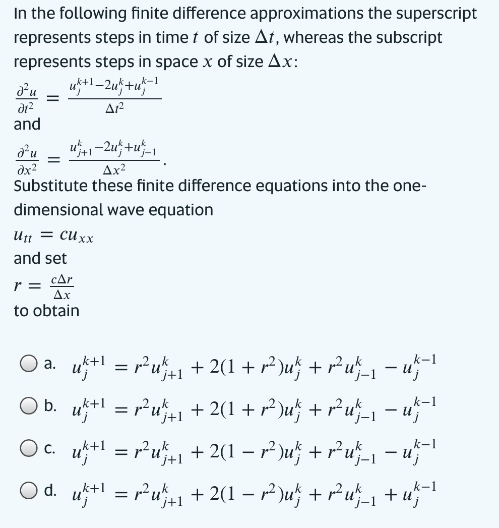 Solved In The Following Finite Difference Approximations The