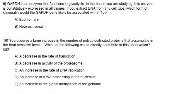 Solved 9) GAPDH is an enzyme that functions in glycolysis. | Chegg.com