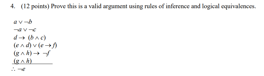 Solved (12 points) Prove this is a valid argument using | Chegg.com