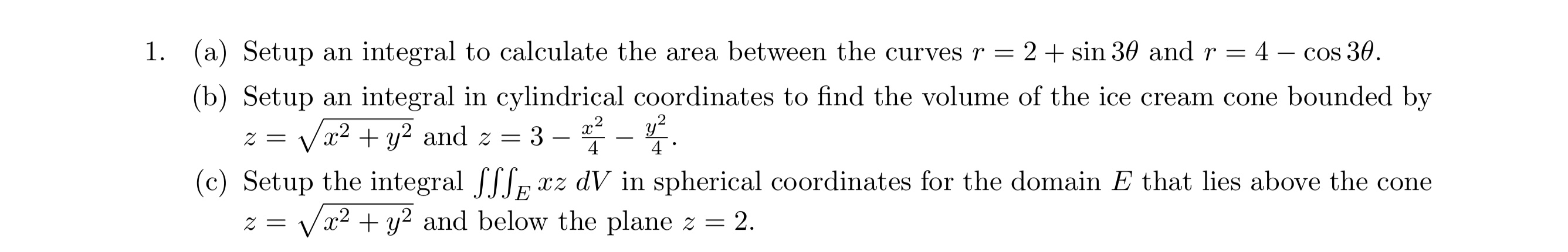Solved (a) Setup an integral to calculate the area between | Chegg.com