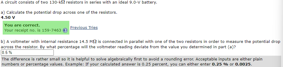 Solved A circuit consists of two 130−kΩ resistors in series | Chegg.com