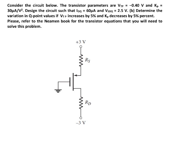 Solved Consider the circuit below. The transistor parameters | Chegg.com