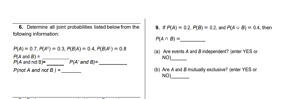 Solved 6. Determine all joint probabilities listed below | Chegg.com
