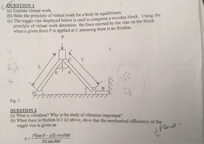Solved UESTION 1 (a) Explain virtual work. (b) State the | Chegg.com