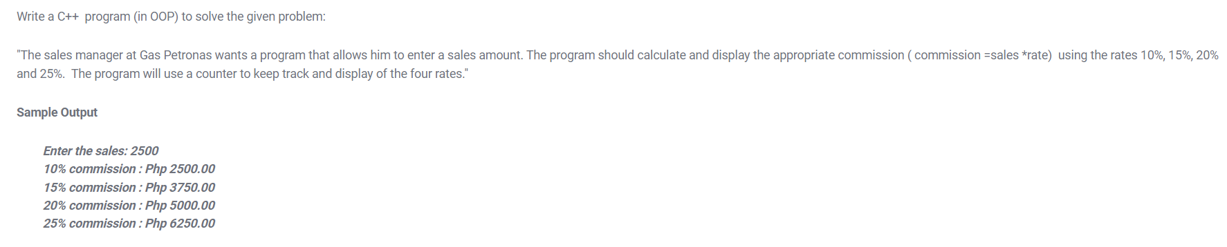 Solved Write a C++ program (in OOP) to solve the given | Chegg.com