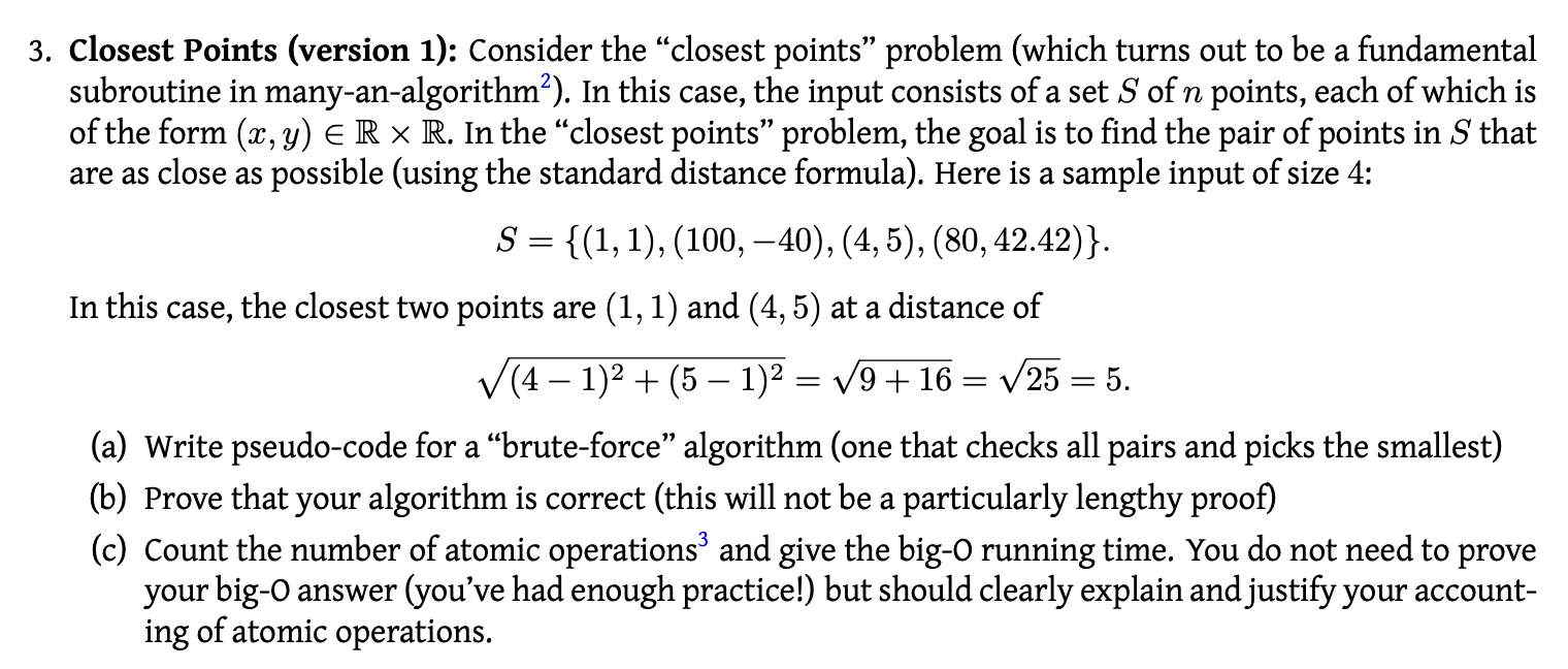 Solved Closest Points (version 1): Consider the "closest | Chegg.com