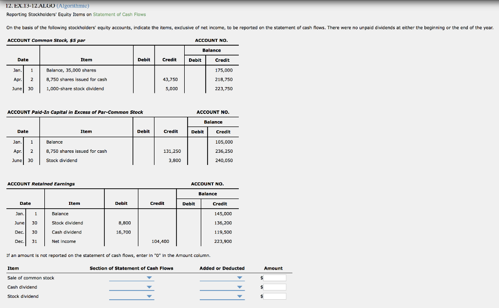 Solved 12. EX.13-12.ALGO (Algorithmic) Reporting | Chegg.com