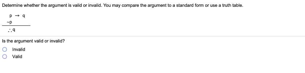 Solved Determine Whether The Argument Is Valid Or Invalid