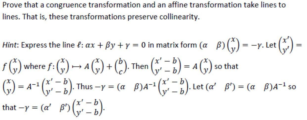 Solved Prove that a congruence transformation and an affine | Chegg.com