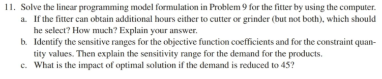 Solved 9. A fitter produces two types of fitting | Chegg.com