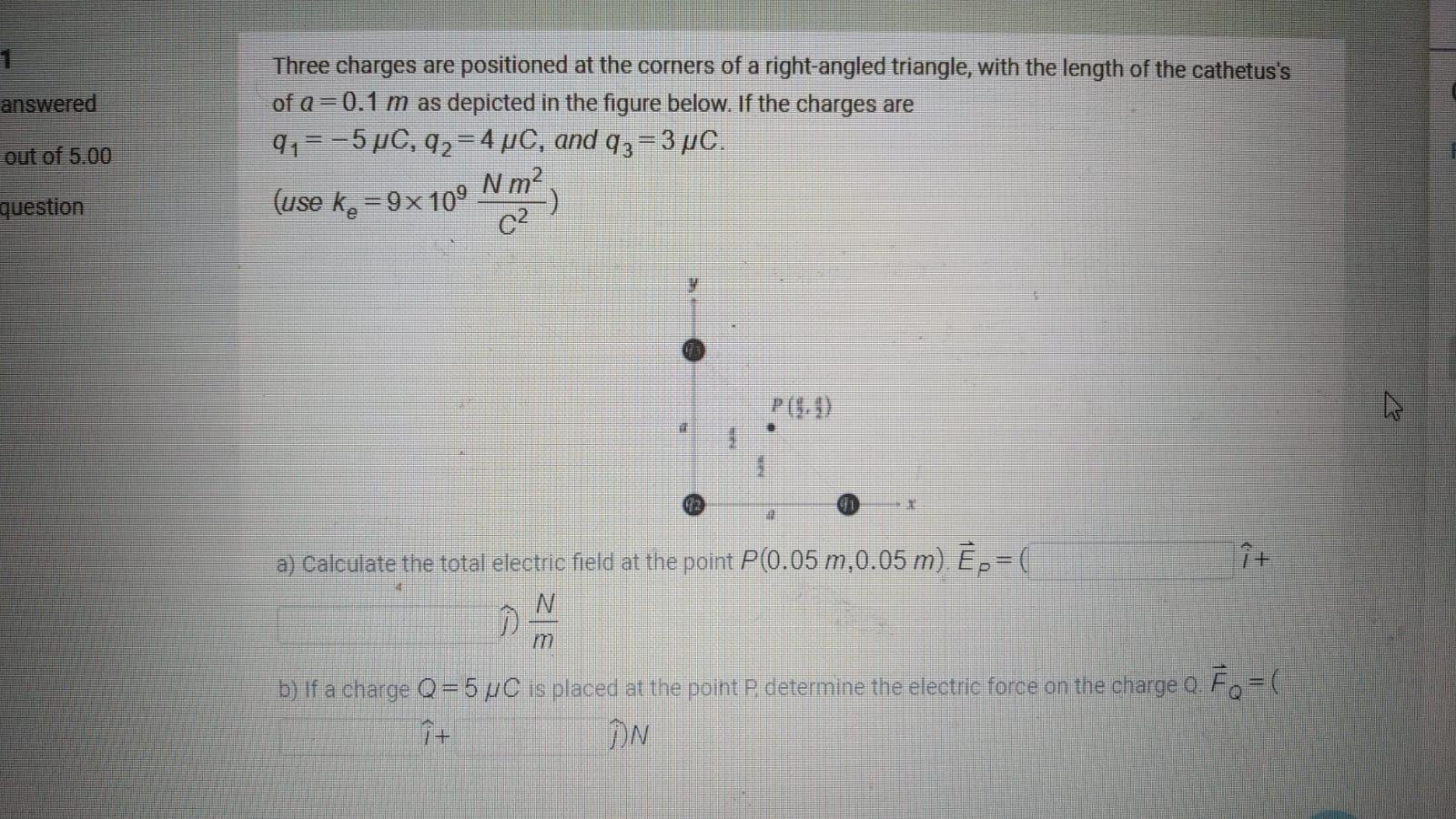 Solved Three charges are positioned at the corners of a | Chegg.com