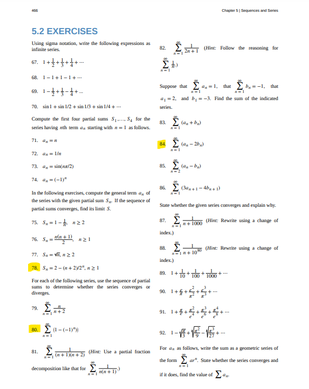 Solved 465 Chapter 5 | Sequences and Series 5.2 EXERCISES | Chegg.com