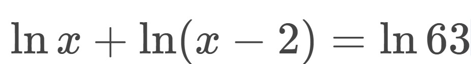 Solved lnx+ln(x−2)=ln63 | Chegg.com