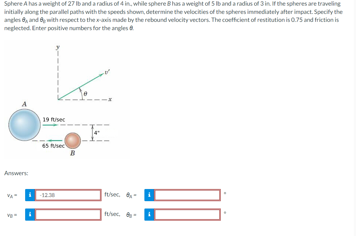Solved Sphere A has a weight of 27 ﻿lb and a radius of 4 | Chegg.com