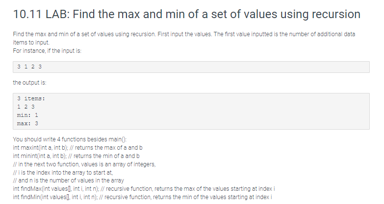 Solved 10.11 LAB: Find the max and min of a set of values | Chegg.com