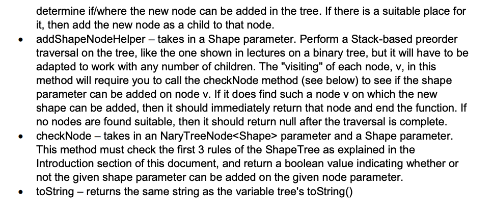 Shape Tree.java This class represents the tree that | Chegg.com