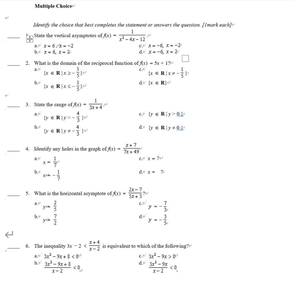 Solved Multiple Choice . . Identify the choice that best | Chegg.com