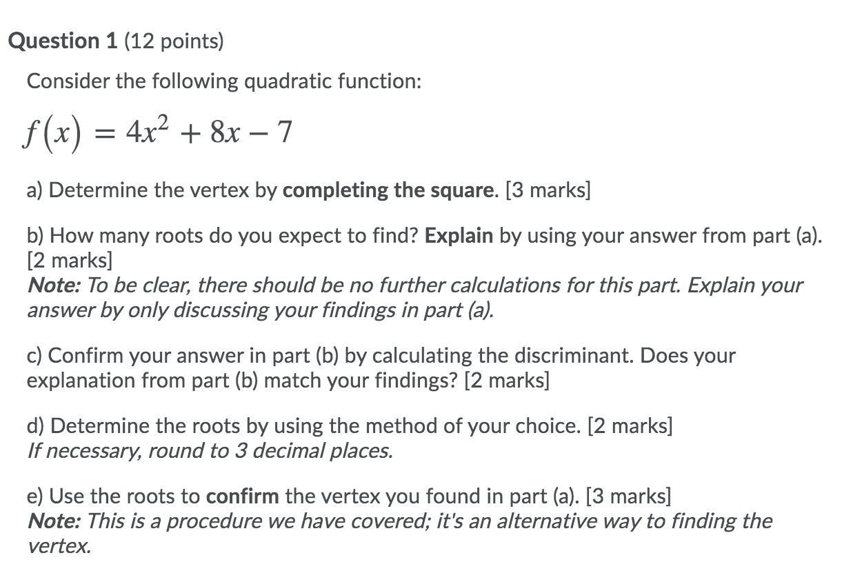 Solved Question 1 (12 points) Consider the following | Chegg.com