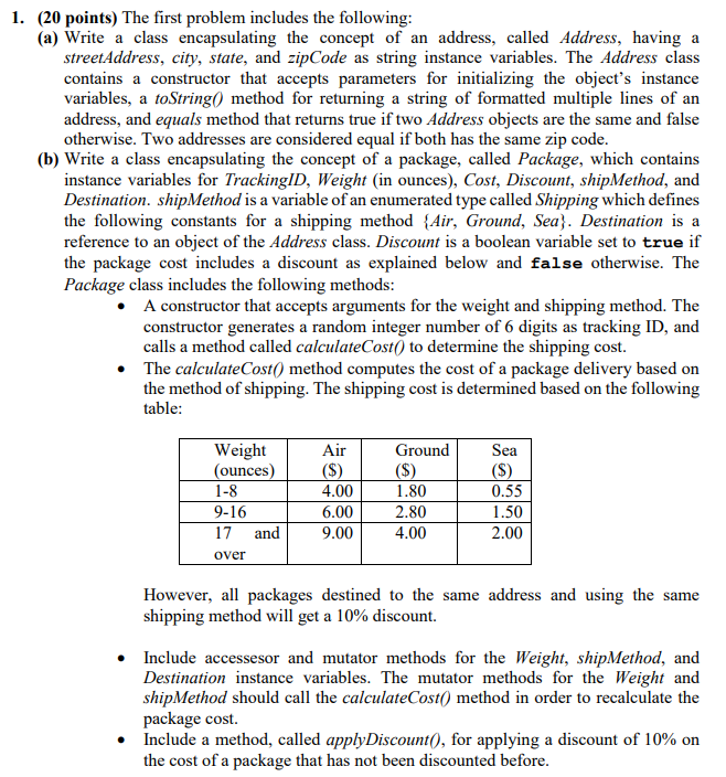 Solved 1 20 Points The First Problem Includes The 