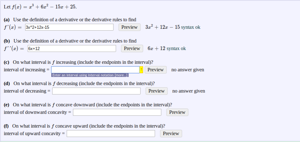 Solved Let f(x) = x + 6x2 – 15x + 25. (a) Use the definition | Chegg.com