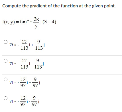 Solved Compute the gradient of the function at the given | Chegg.com