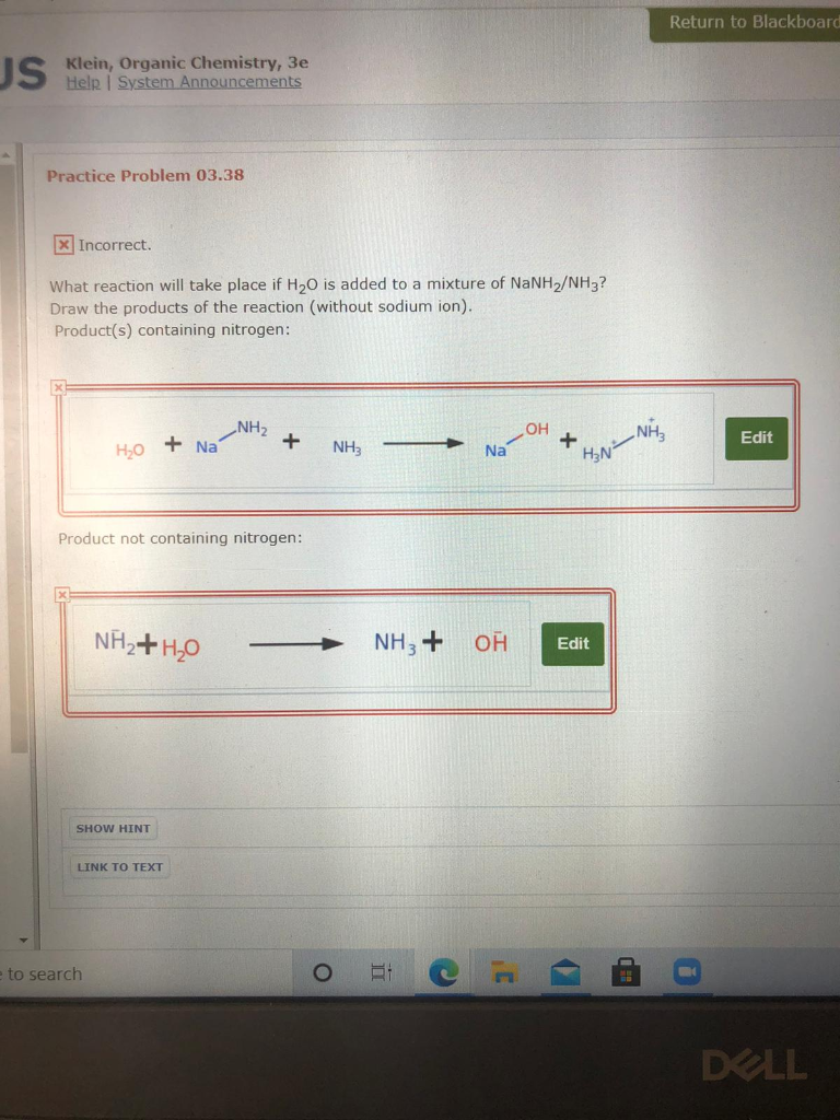 Solved Return to Blackboard JS Klein, Organic Chemistry, 3e | Chegg.com