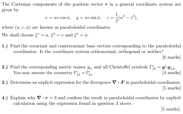 Solved The Cartesian components of the position vector r in | Chegg.com