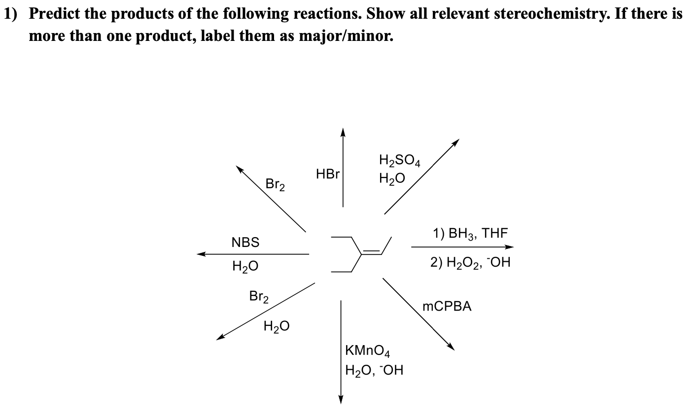 Solved 1) ﻿Predict the products of the following reactions. | Chegg.com