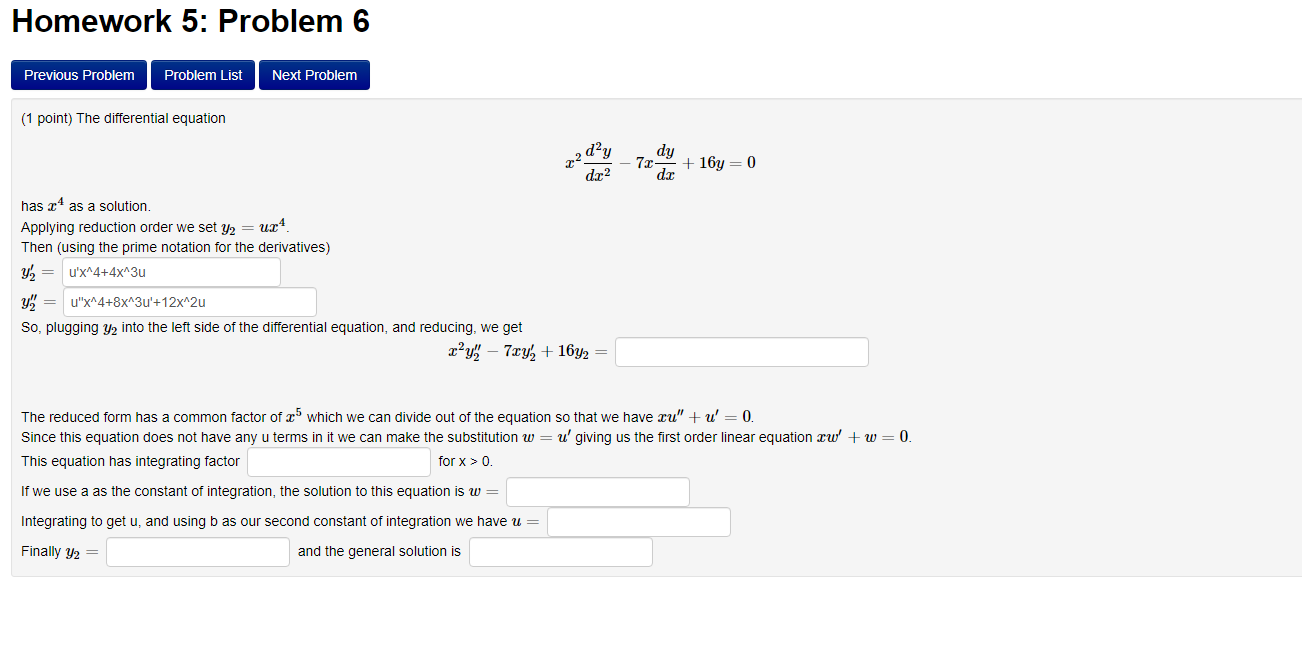 Solved Homework 5: Problem 6 Previous Problem Problem List | Chegg.com