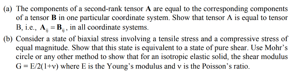 Solved (a) The components of a second-rank tensor A are | Chegg.com