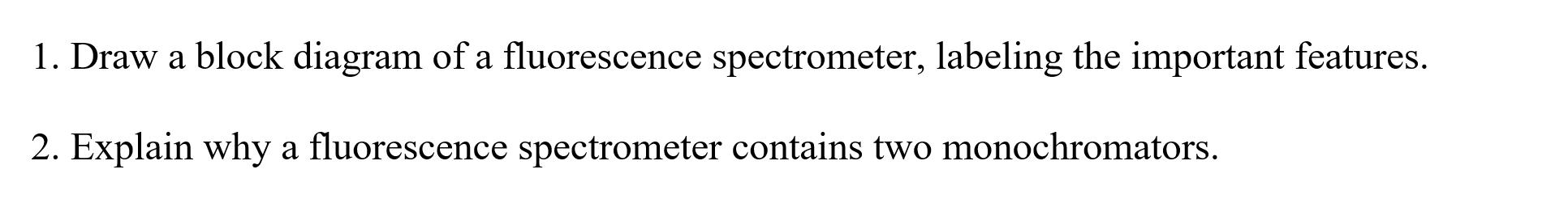 Solved 1. Draw a block diagram of a fluorescence | Chegg.com