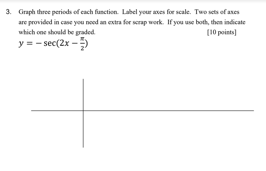 Solved Graph three periods of each function. Label your axes | Chegg.com