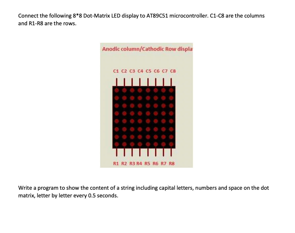 Connect the following 8∗8 Dot-Matrix LED display to | Chegg.com