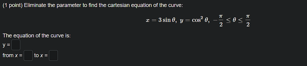Solved (1 point) Write the parametric equations | Chegg.com