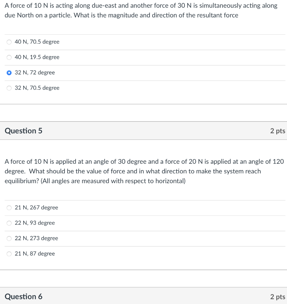 Solved A force of 10 N is acting along due-east and another | Chegg.com