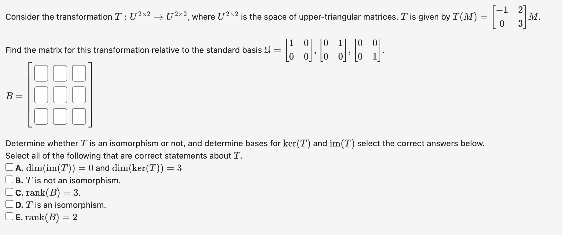 Solved Consider the transformation T:U2×2→U2×2, where U2×2 | Chegg.com