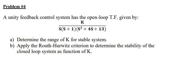 Solved A unity feedback control system has the open-loop | Chegg.com