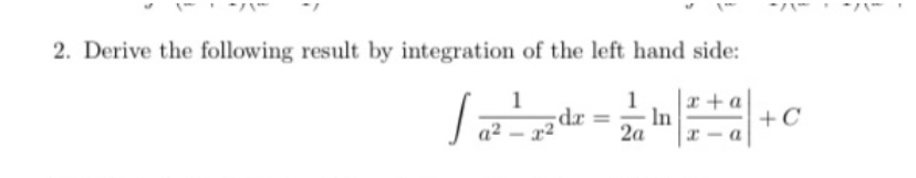 Solved Derive the following result by integration of the | Chegg.com