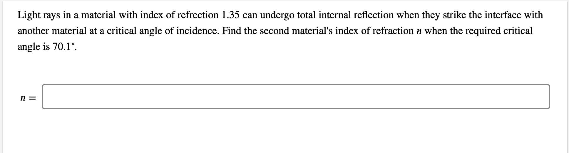 Solved Light rays in a material with index of refrection | Chegg.com