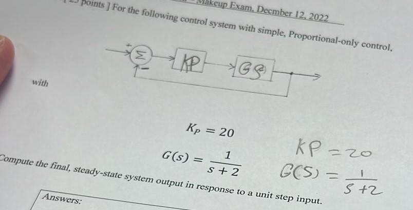 Solved points ] For the following control system with | Chegg.com