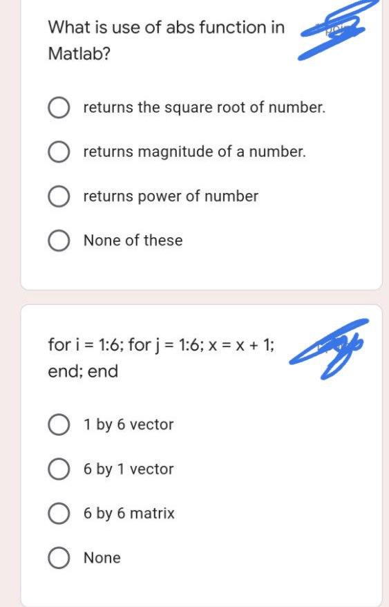 Solved What is use of abs function in Matlab? Wh returns the | Chegg.com