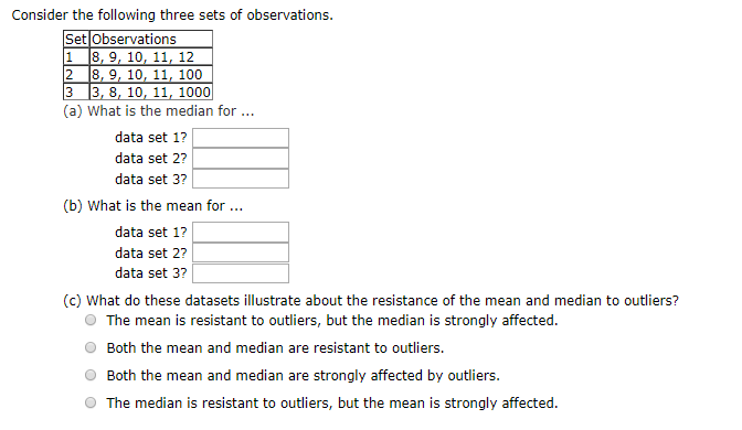 Solved Consider the following three sets of observations. | Chegg.com