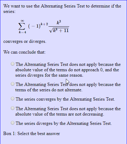Solved We want to use the Alternating Series Test to | Chegg.com