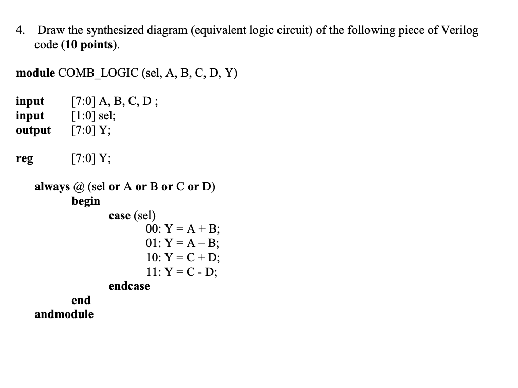 Solved 4. Draw the synthesized diagram (equivalent logic | Chegg.com